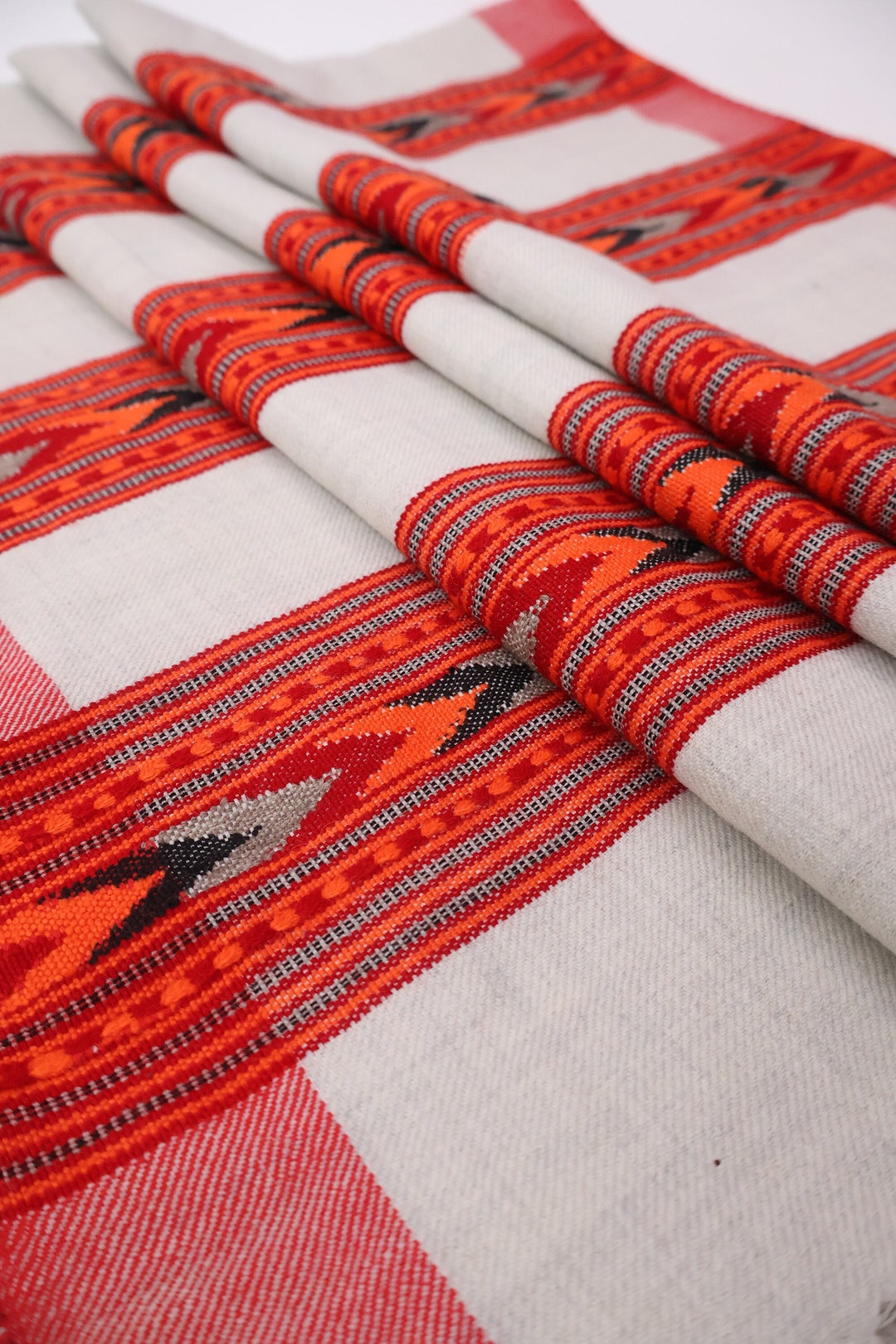 Handmade Pure Wool Kullu With 3 Border Shawl,handwoven Warm Wrap-200 Cm ...