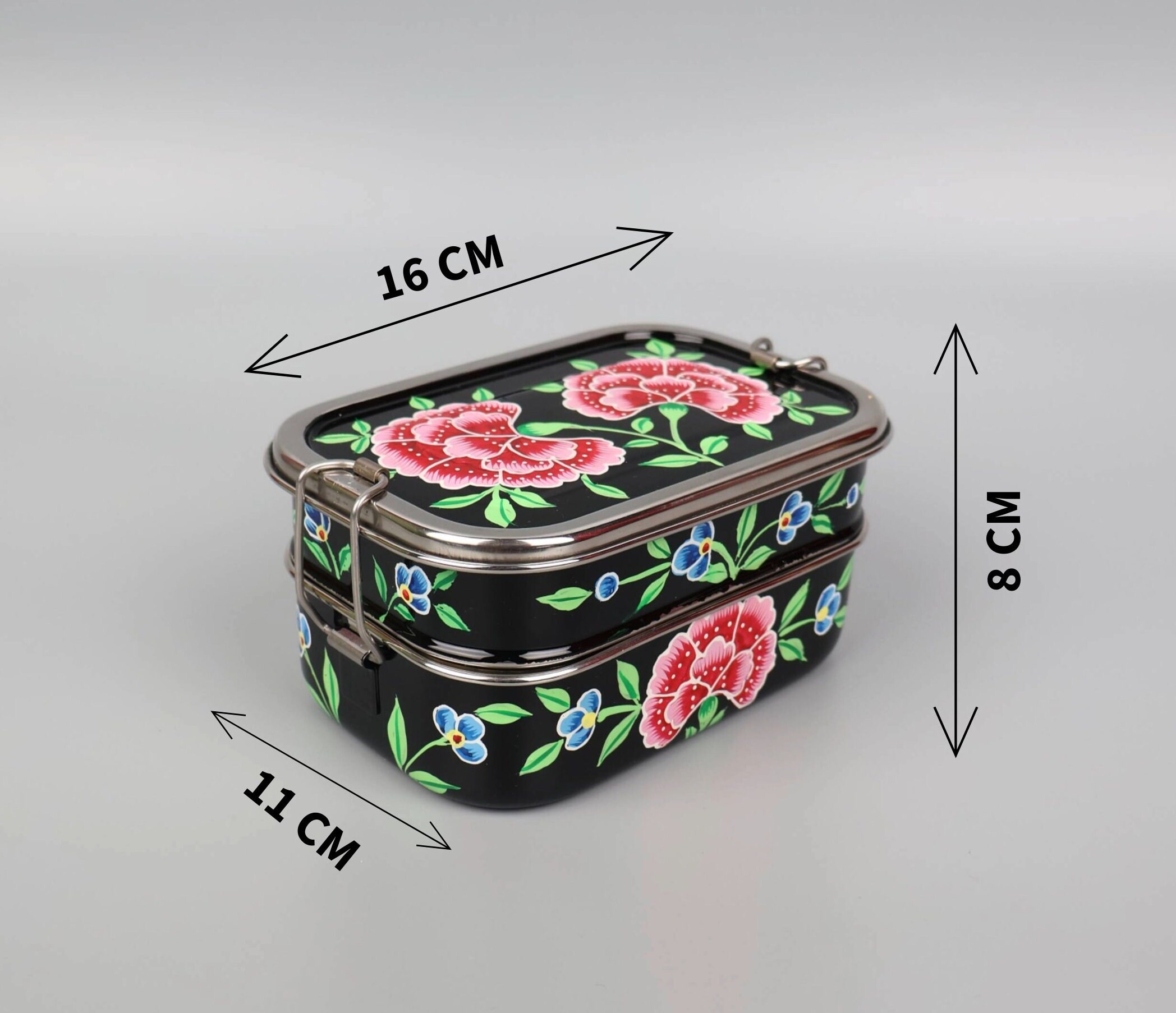 Hand Painted Bento Lunch Boxes | Kashmir Enamelware | Rectangular ...