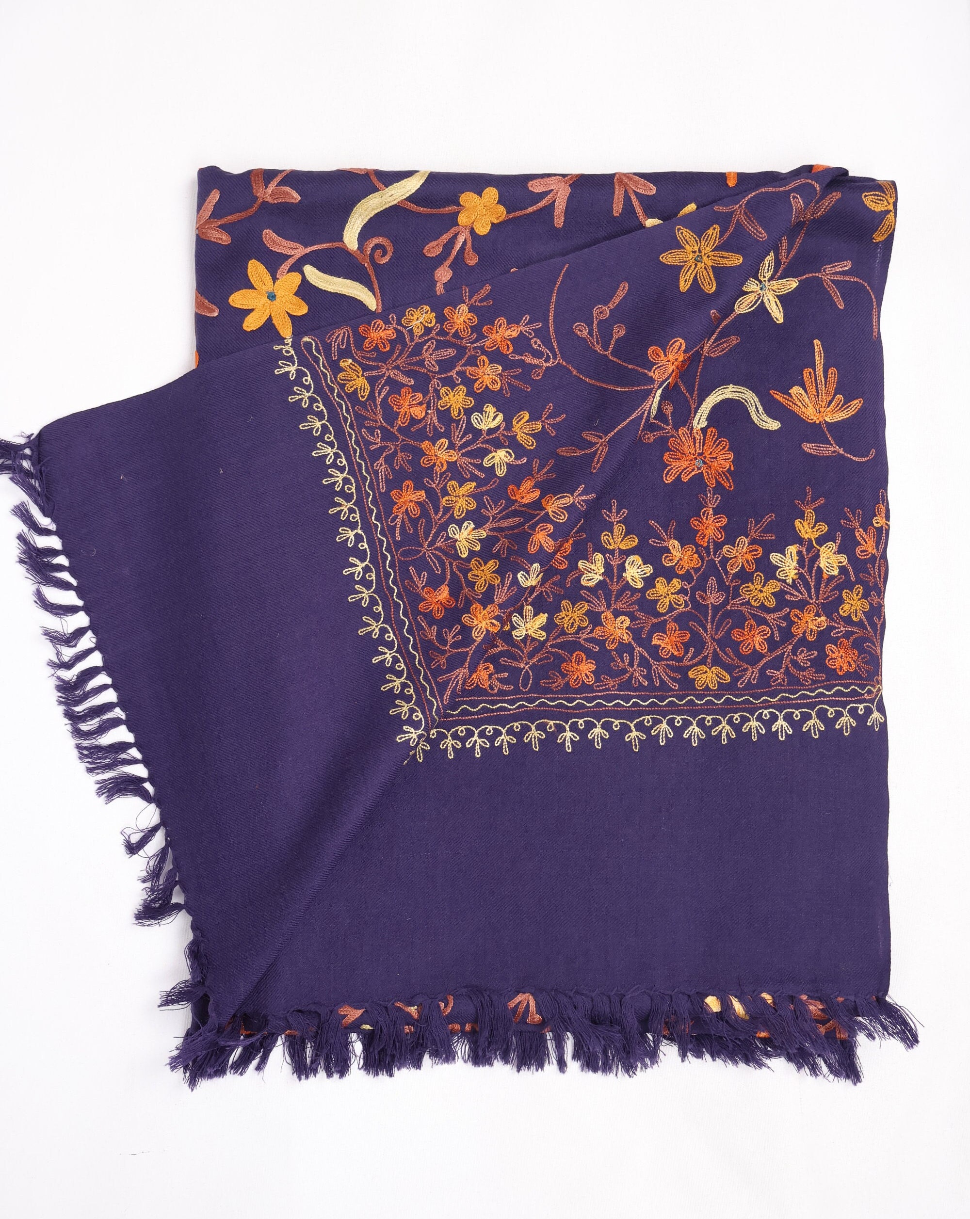 Pure Wool Embroidered Kashmir Scarf – Handmade, Luxury, Warm & Elegant ...