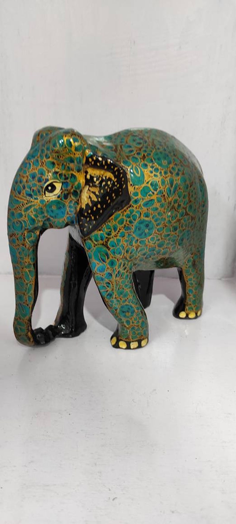 6 Walnut Wood Hand Painted Wooden Elephant From Kashmir. - Etsy