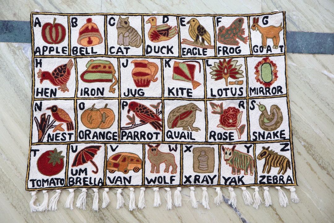 Vibrant ABC Alphabet Tapestry - Learning Wall Art for Kids | Handmade ...