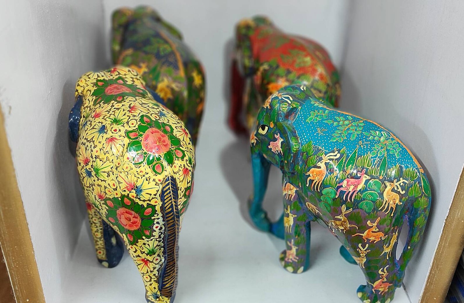 6 Walnut Wood Hand Painted Wooden Elephant From Kashmir. - Etsy