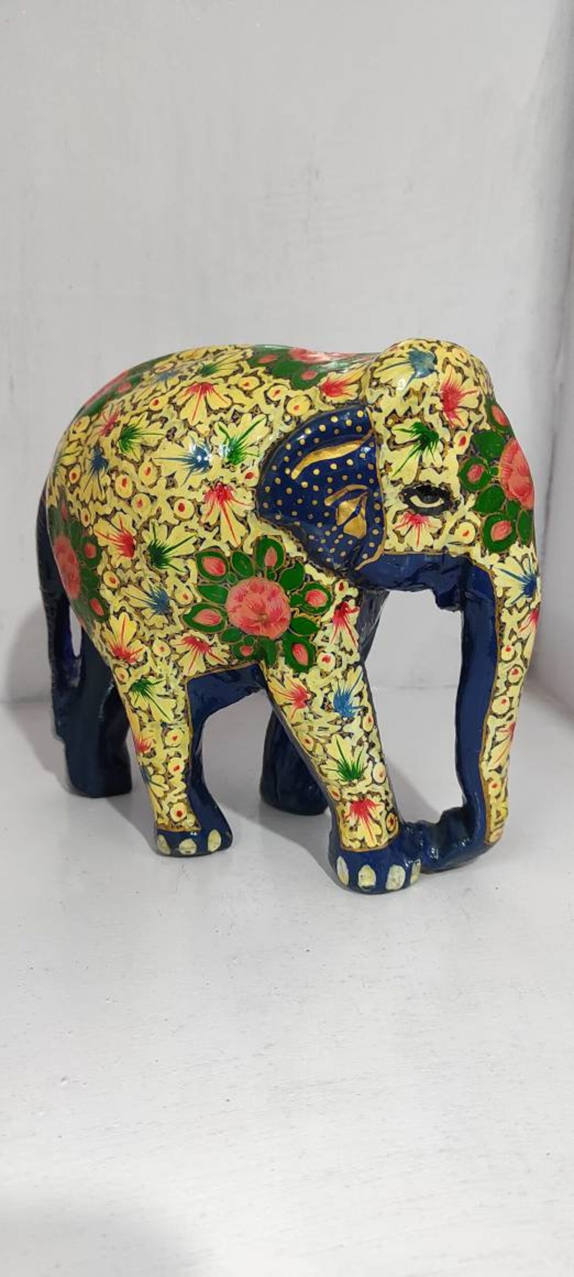 6 Walnut Wood Hand Painted Wooden Elephant From Kashmir. - Etsy