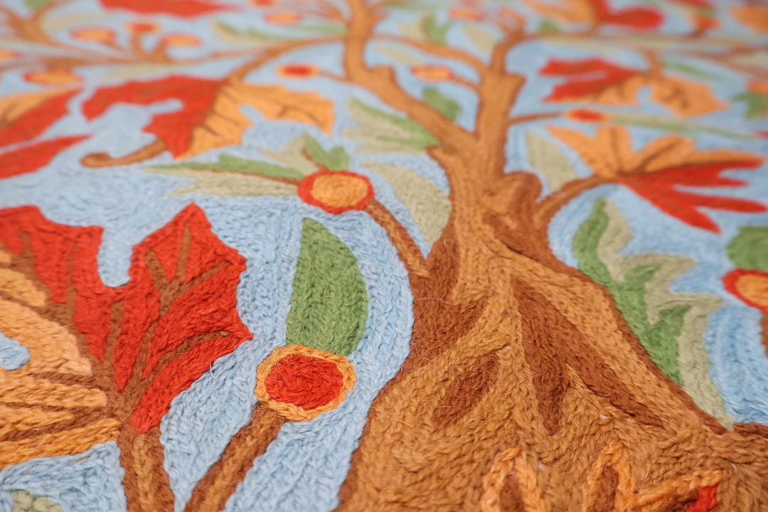 Handmade Kashmir Tapestry Chinar Wall Decor | Pure Wool Colorful Tree ...