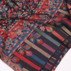 Traditional Kashmiri Kani Shawl in Black Handcrafted Beauty Black ...