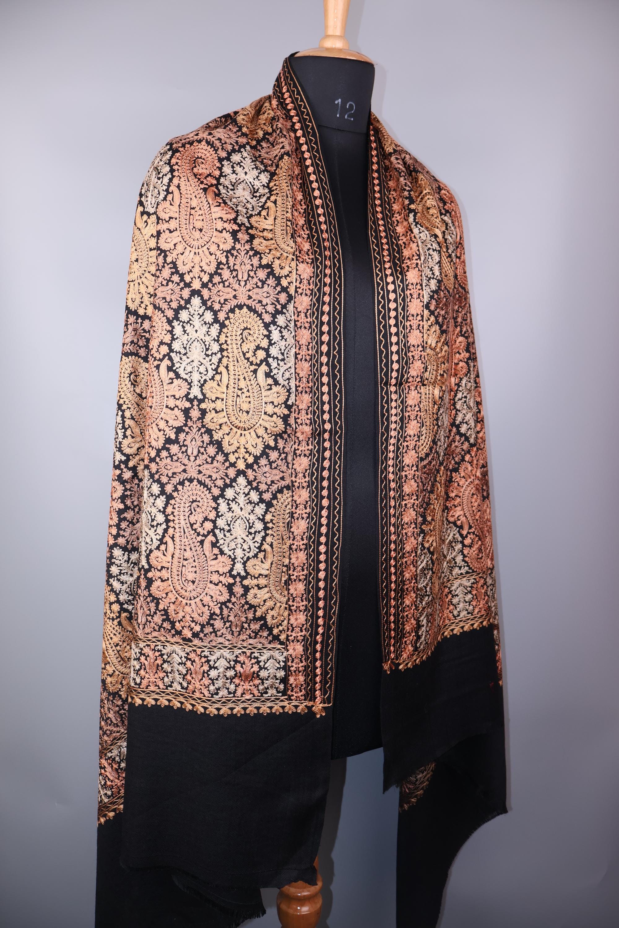 Handcrafted Pure Wool Kashmiri Shawl | Luxurious Hand Embroidered ...