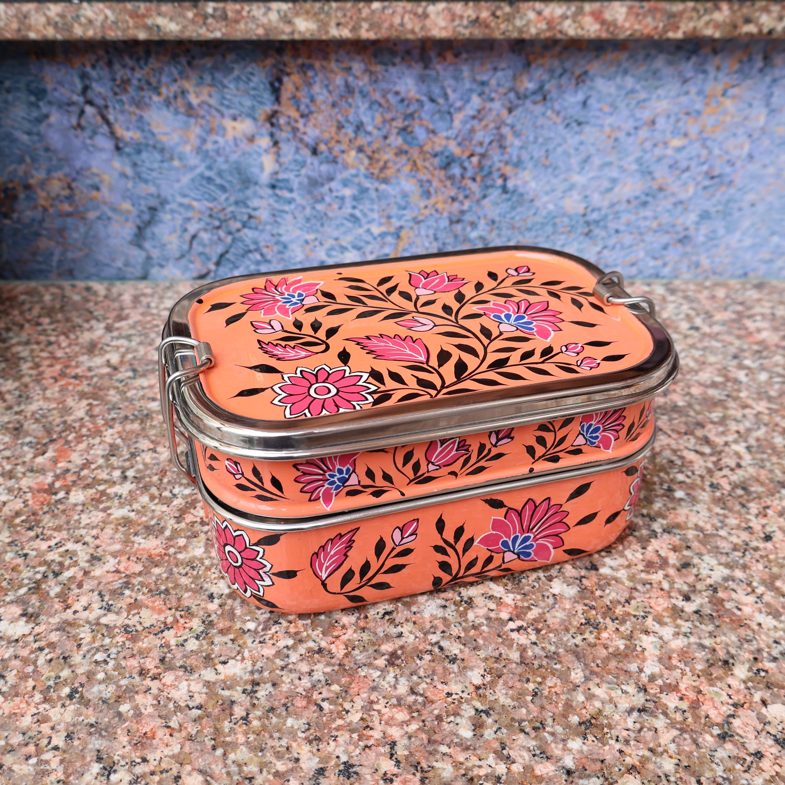 Hand Painted Bento Lunch Boxes | Kashmir Enamelware | Rectangular ...