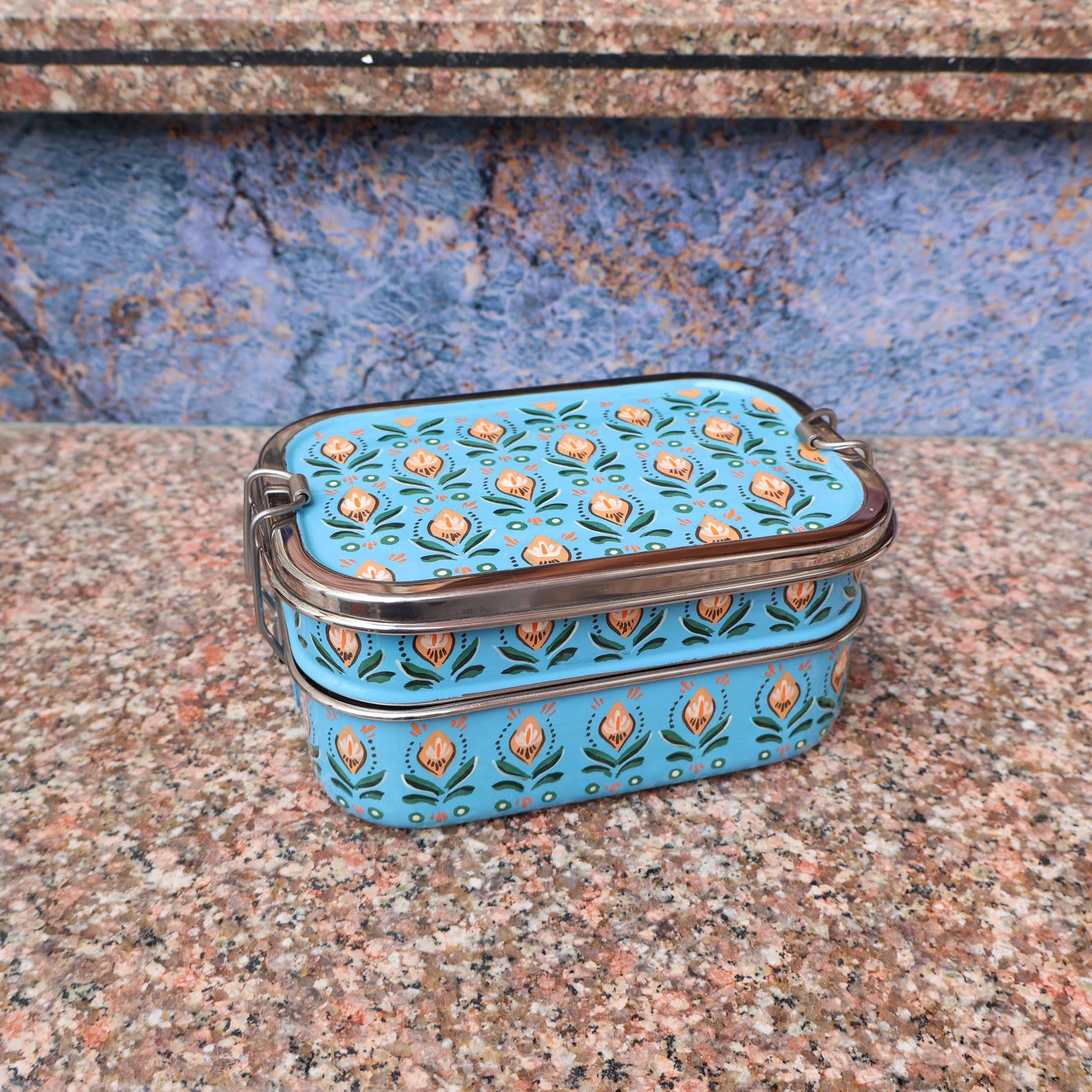 Hand Painted Bento Lunch Boxes | Kashmir Enamelware | Rectangular ...