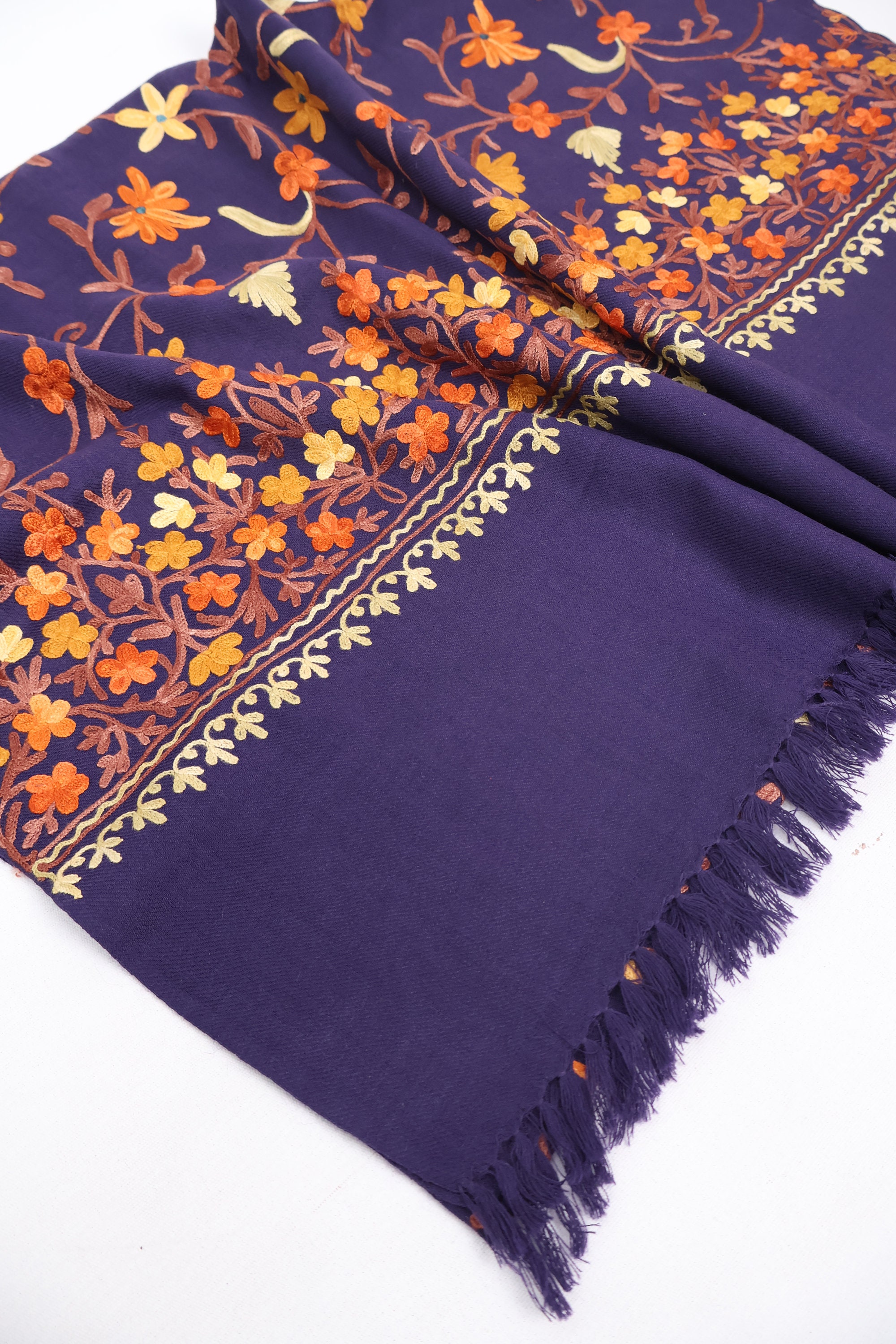 Pure Wool Embroidered Kashmir Scarf – Handmade, Luxury, Warm & Elegant ...
