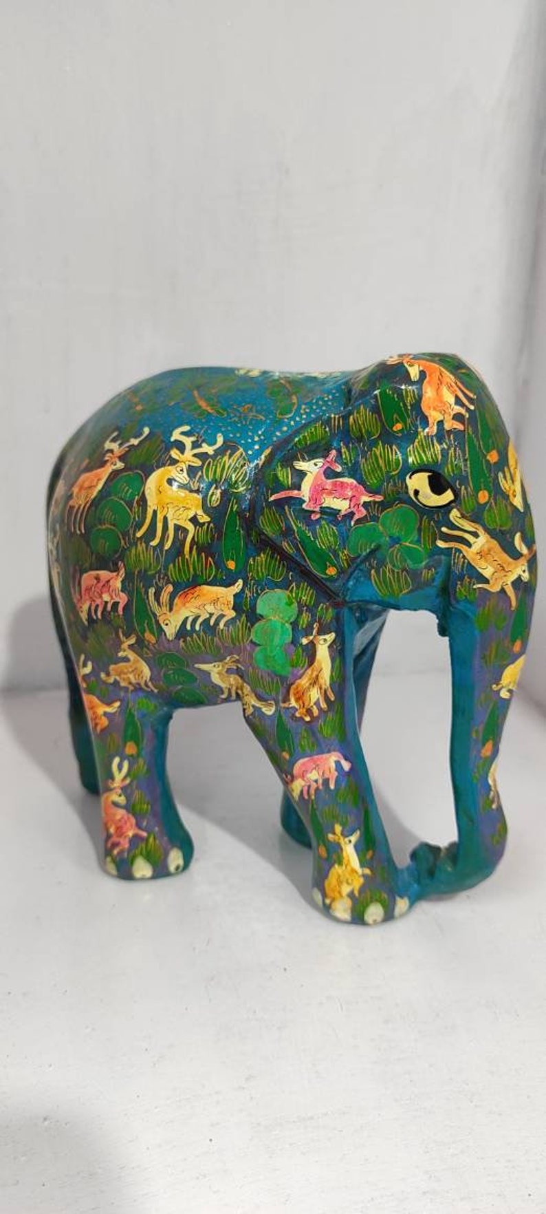 6 Walnut Wood Hand Painted Wooden Elephant From Kashmir. - Etsy