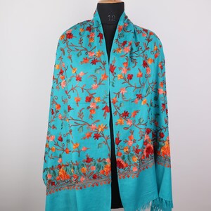 Handwoven Pure Wool Embroidered Shawl Pashmina Embroidered Wrap ethnic ...