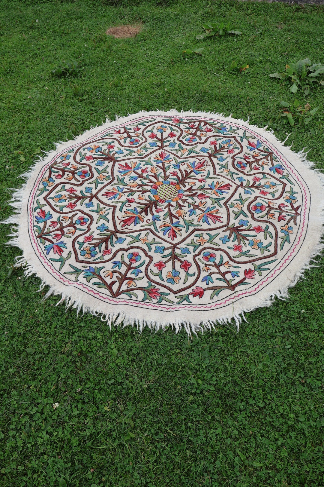 Handmade Kashmir Namda Rug – Traditional Wool Felted Carpet – Boho Chic ...