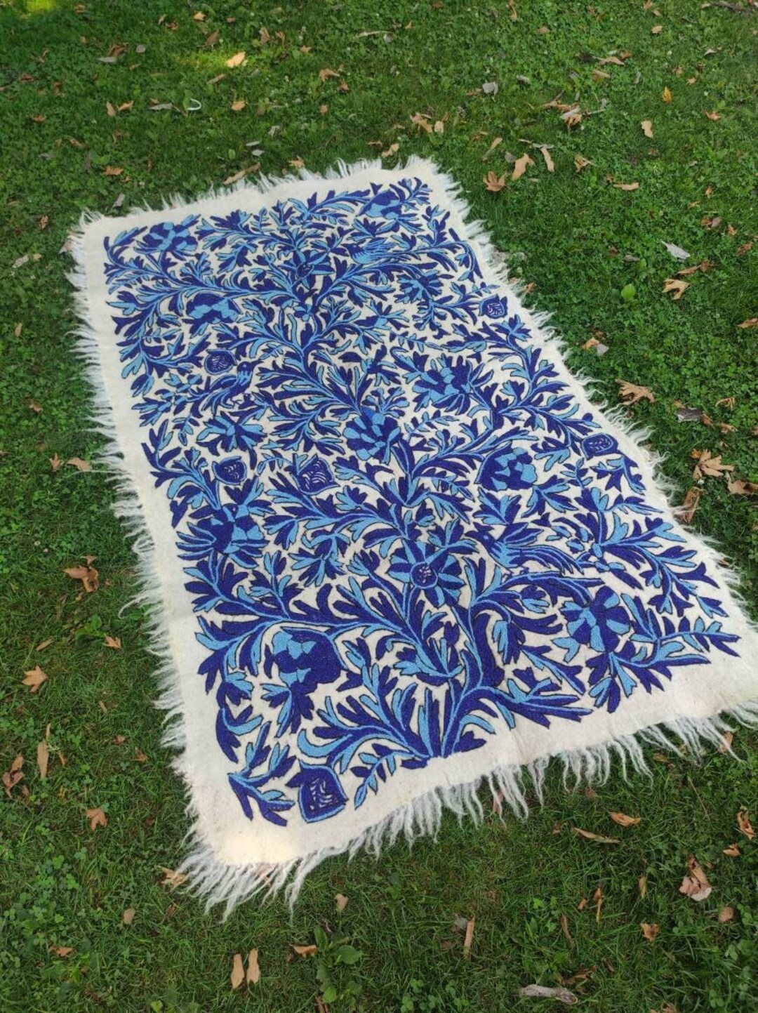 Kashmiri Namda Wool Rug | Handcrafted Felt Carpet | Unique Bohemian ...