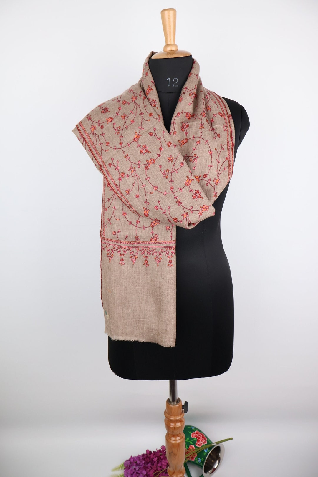Traditional Kashmiri Hand Embroidered Pashmina Shawl – Luxury Wrap ...