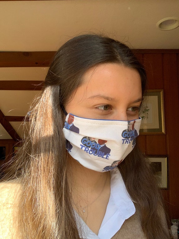 Pleated Good Trouble Rbg/john Lewis Face Mask - Etsy
