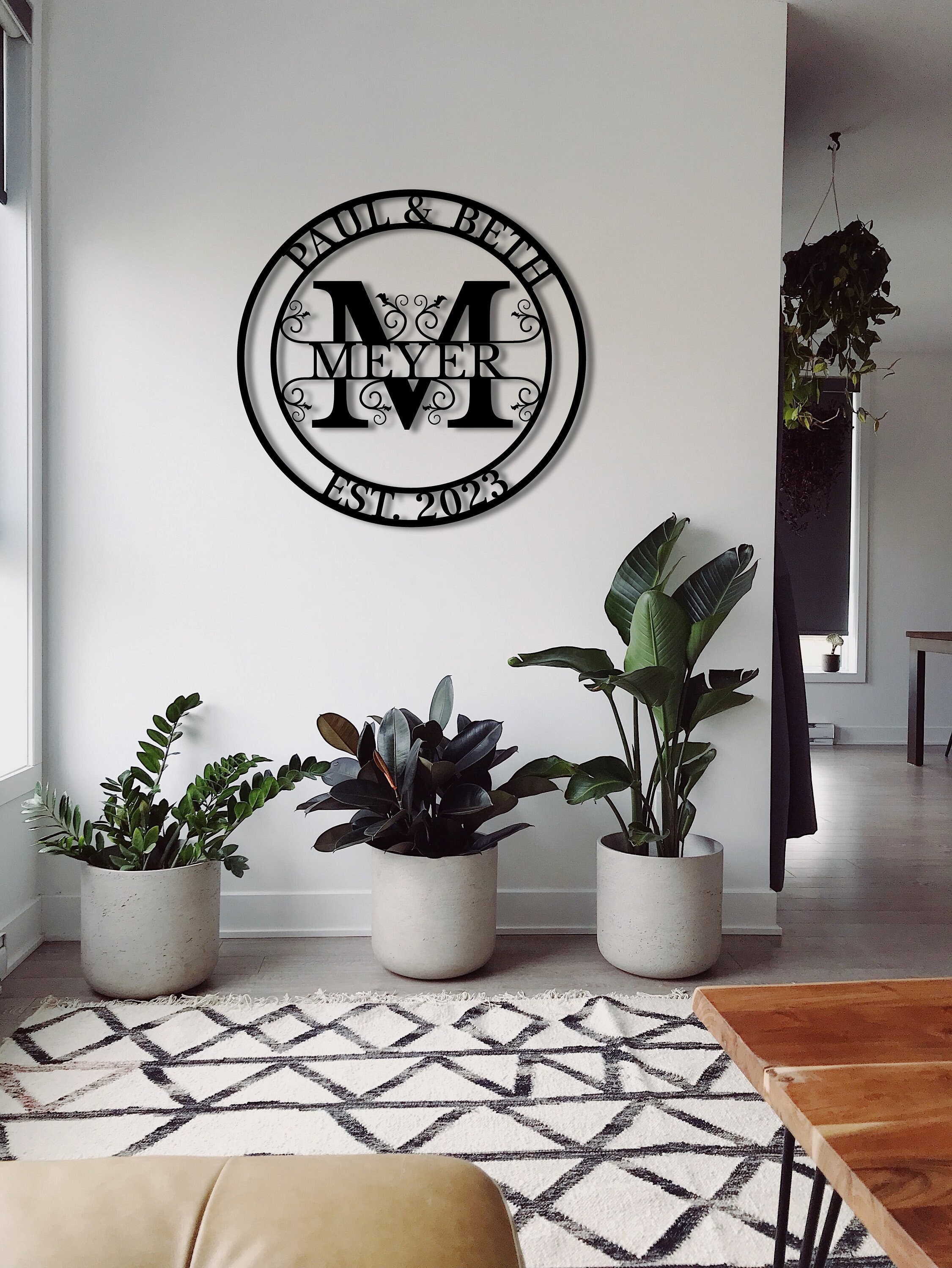 Custom Metal Monogram Sign Personalized Last Name Sign Housewarming or ...