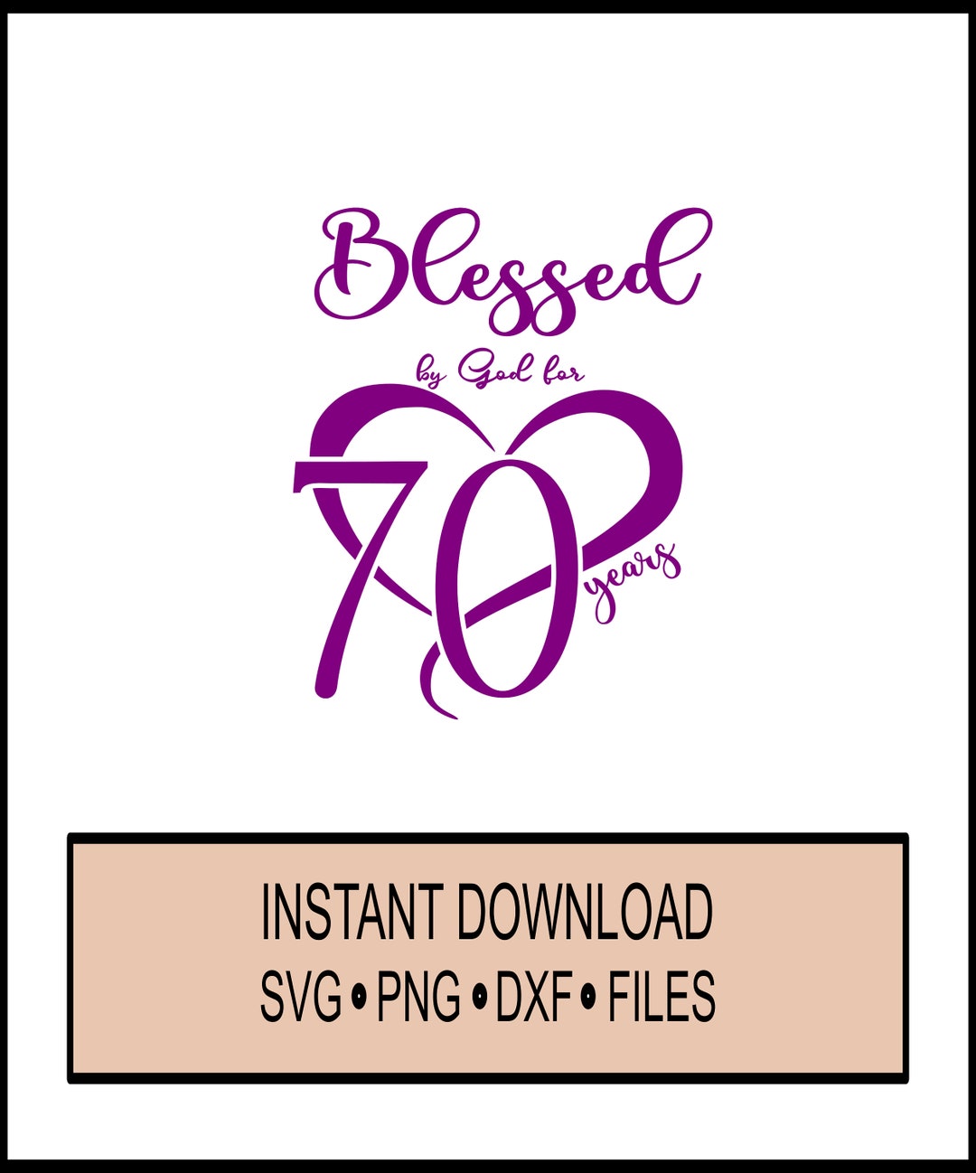 Birthday SVG - Blessed by God for 70 Years - 70th Birthday Celebration ...