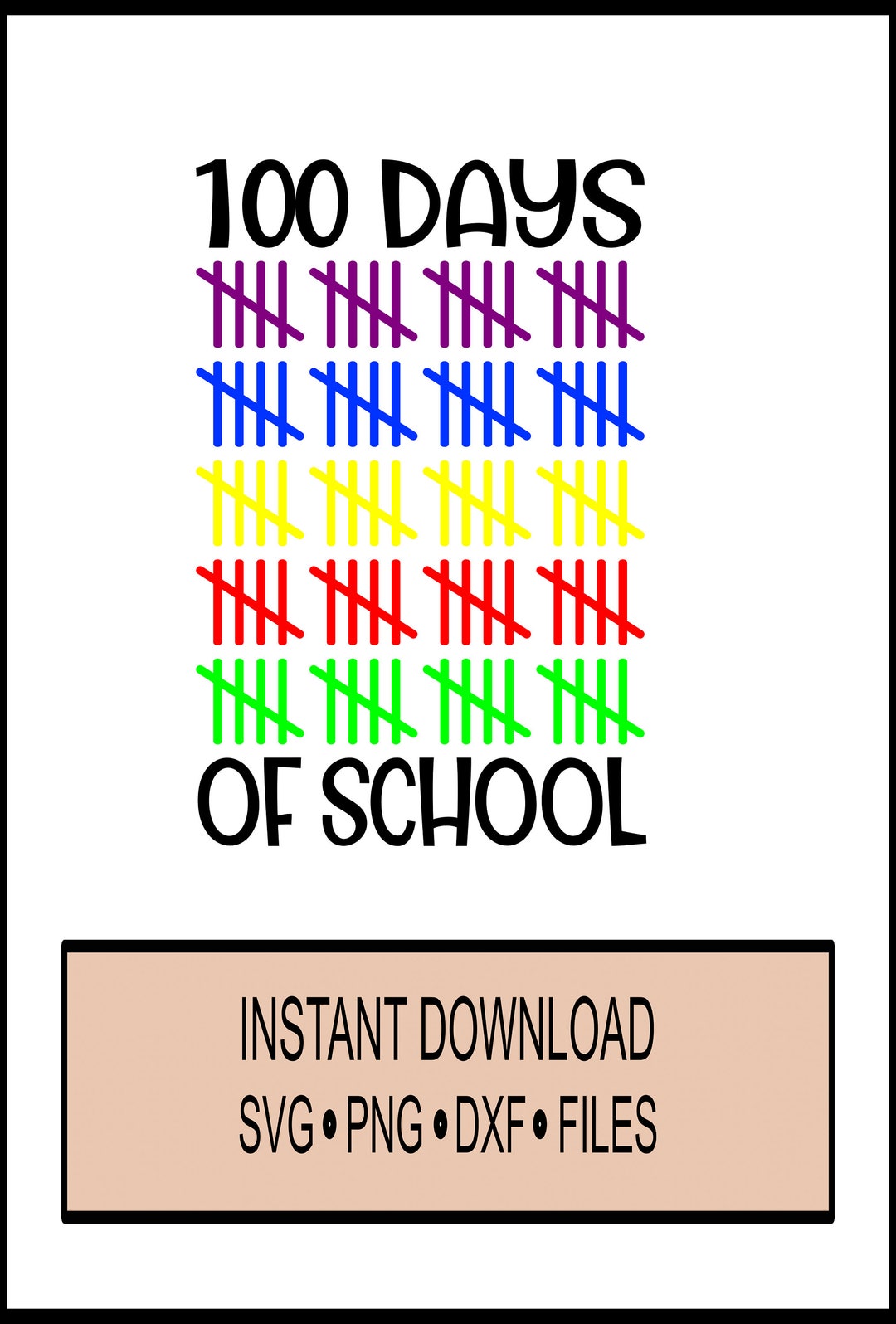 SVG- 100 Days of School - Tally Marks - Cricut Instant Download -teach ...