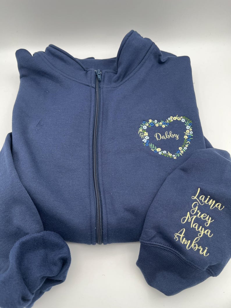 Personalized Grandma - Mommom Floral Flower Heart Grammy Embroidered 1/ ...