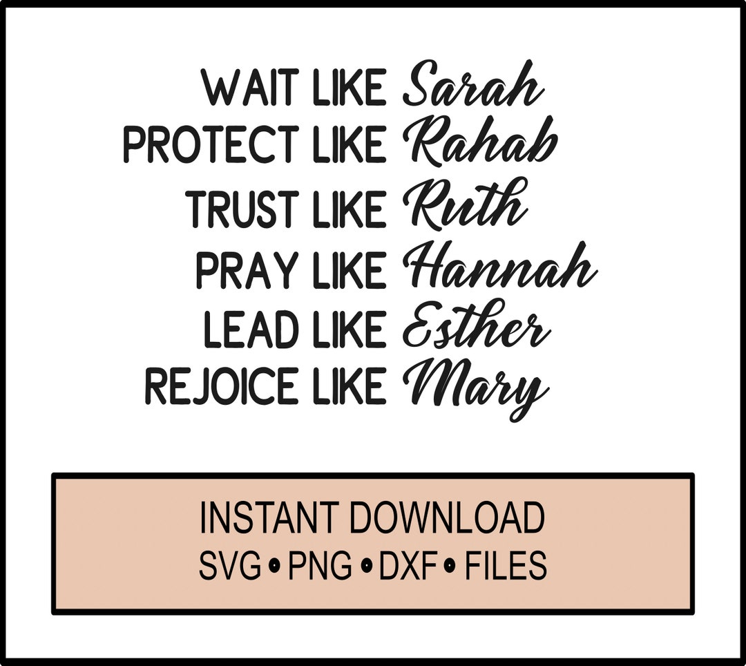 SVG - Wait Like Sarah - Cricut Instant Download - Love Like Ruth ...