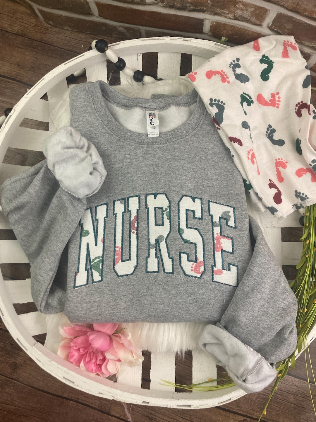 Curved Nurse Sweatshirt From Baby Hospital Swaddle Blanket- RN Labor ...