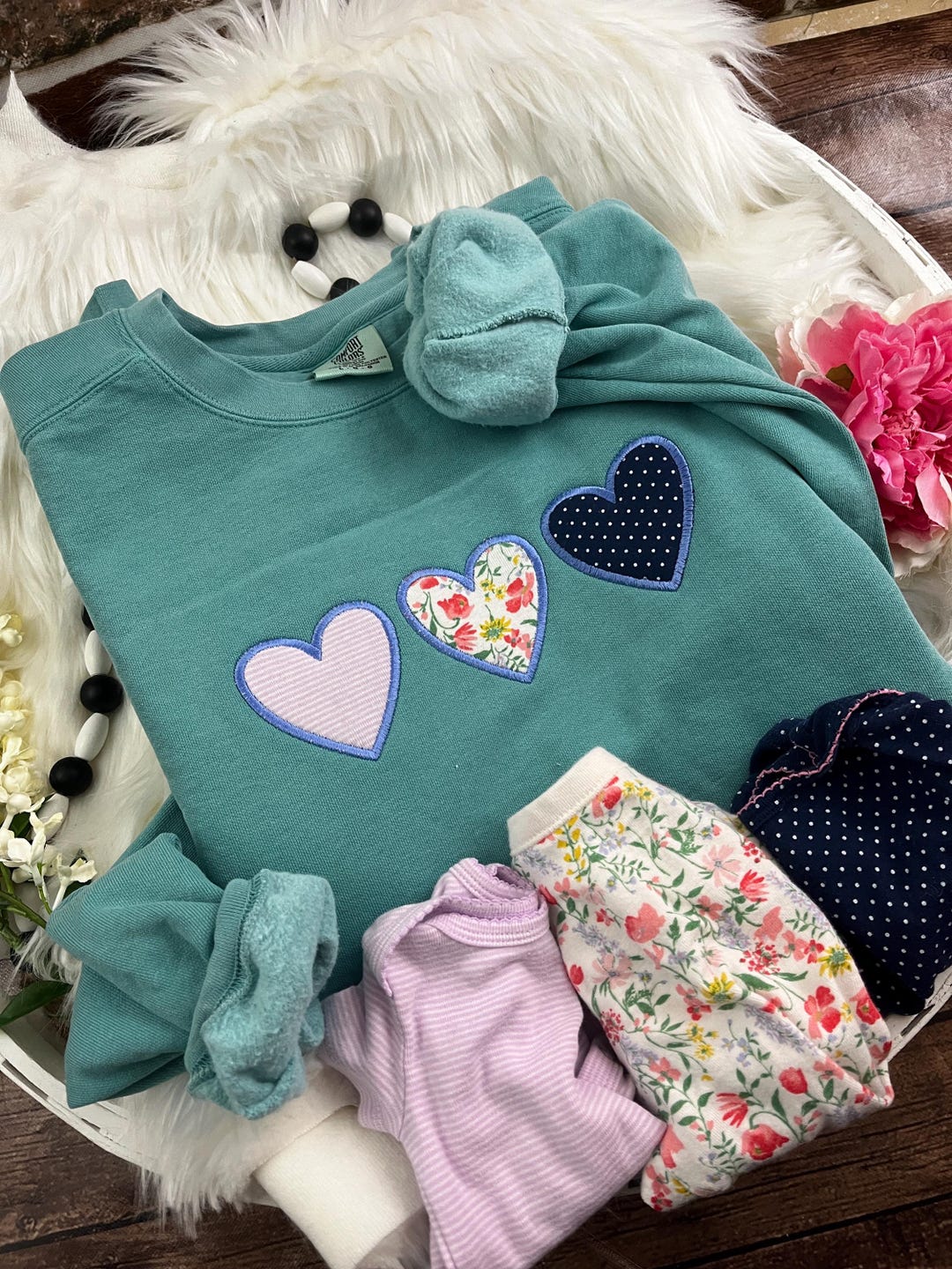 Custom Heart Applique Sweatshirt | Personalized Keepsake With Baby's ...