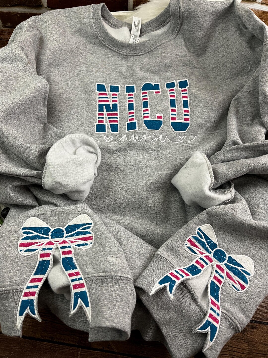 NICU Nurse Sweatshirt With Side Bows Baby Hospital Swaddle Blanket RN ...
