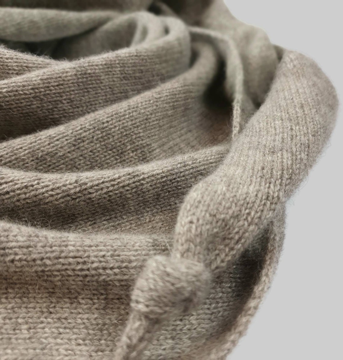 Yak Wool Scarf, Mongolian Undyed Yak Down Shawl, Gray Warm Knitted ...