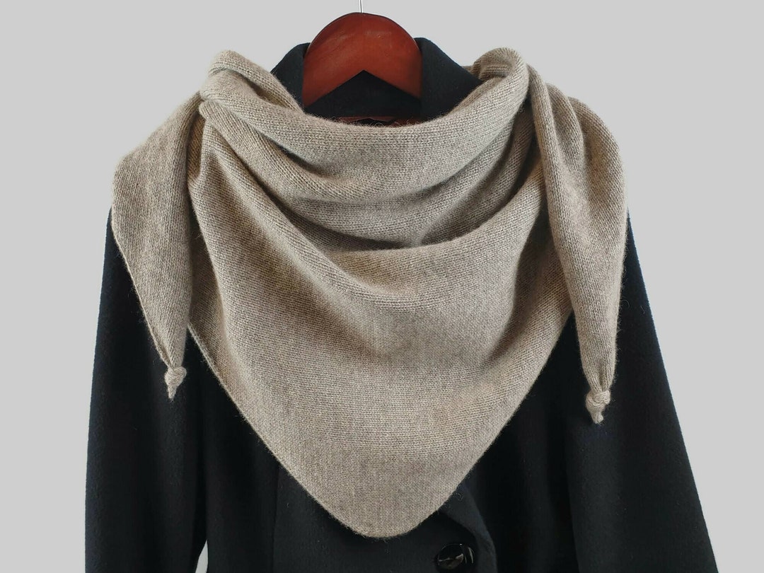 Yak Wool Scarf, Mongolian Undyed Yak Down Shawl, Gray Warm Knitted ...