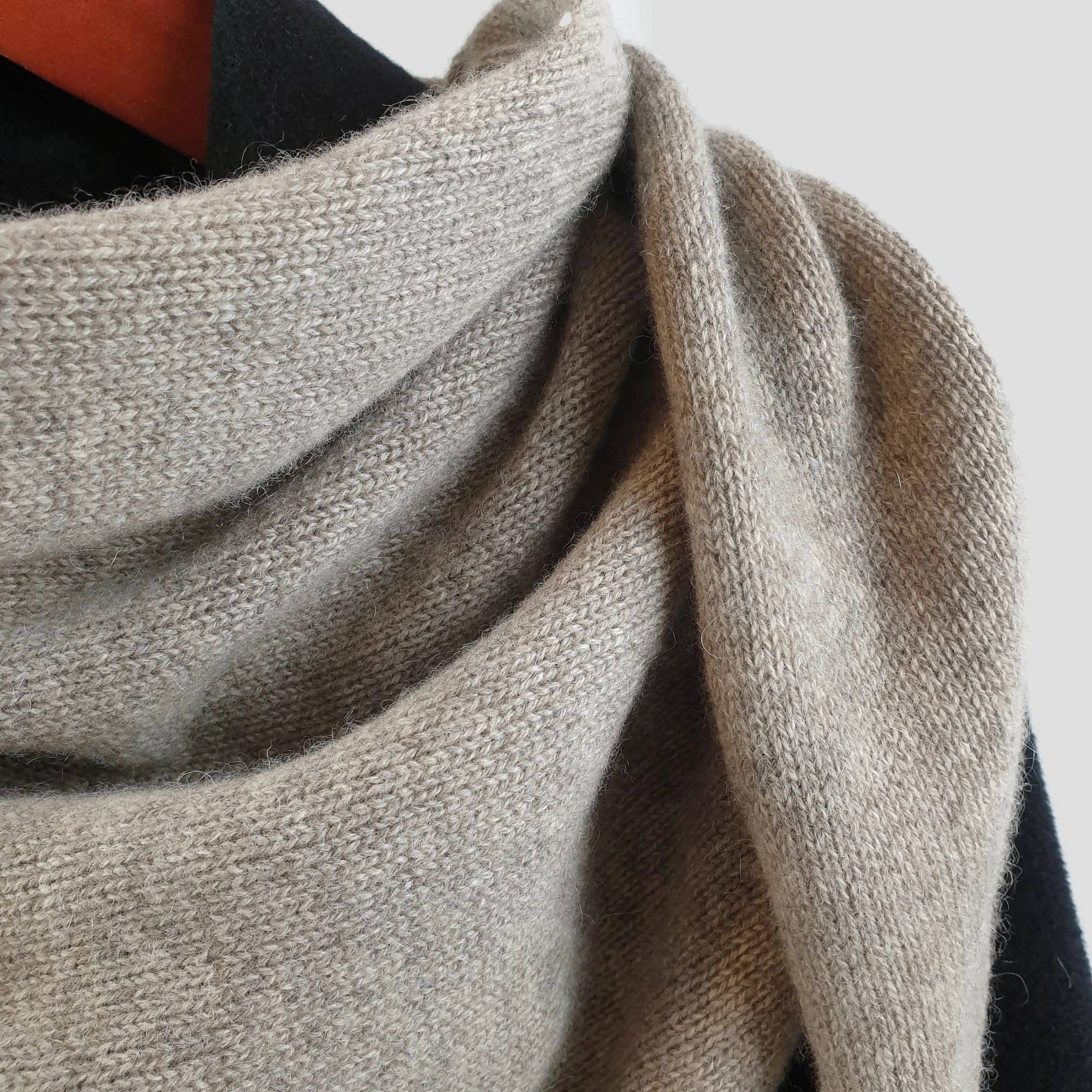 Yak Wool Scarf, Mongolian Undyed Yak Down Shawl, Gray Warm Knitted ...