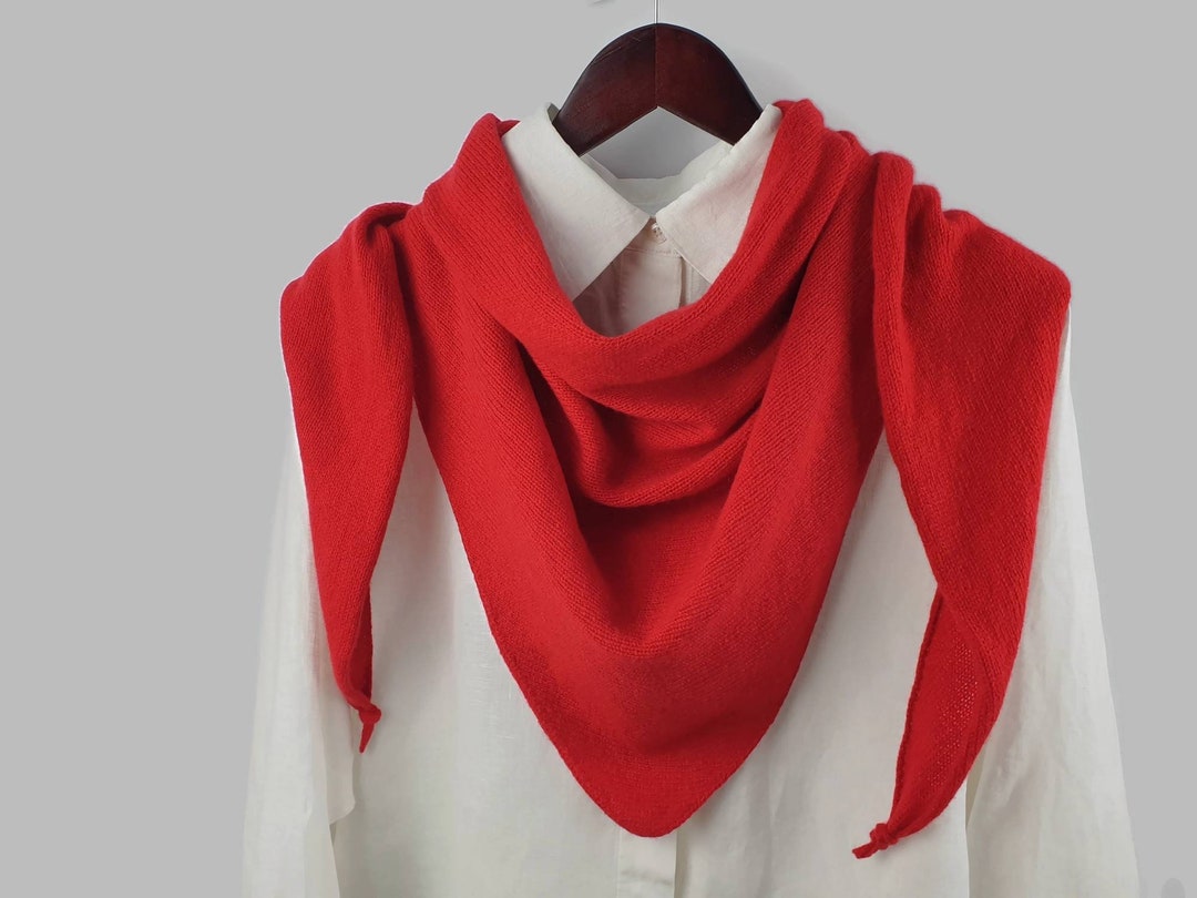 Cashmere Triangle Scarf for Woman, Cashmere Merino Blend Shawl, Red ...