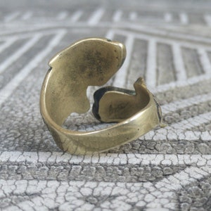Fish Brass Ring Adjustable Gold Ring With Garnet Stone - Etsy