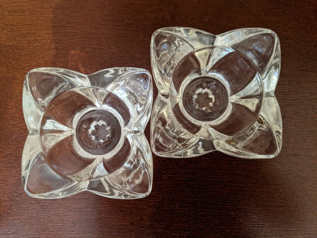 Federal Glass Petal Crystal Candle Holders in Original Box Set of 2 Lot ...
