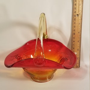 Handblown Amberina Basket With Handle Lot 604 - Etsy