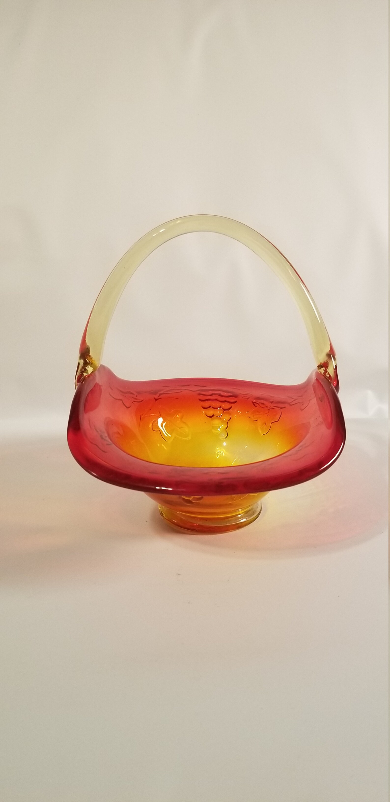 Handblown Amberina Basket With Handle Lot 604 - Etsy