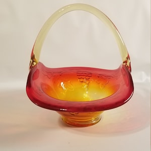 Handblown Amberina Basket With Handle Lot 604 - Etsy