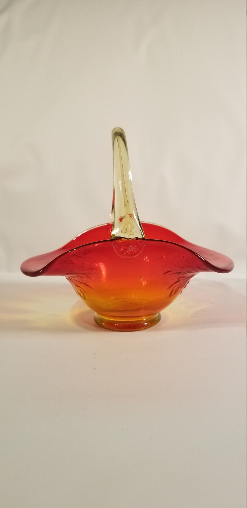 Handblown Amberina Basket With Handle Lot 604 - Etsy