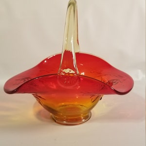 Handblown Amberina Basket With Handle Lot 604 - Etsy
