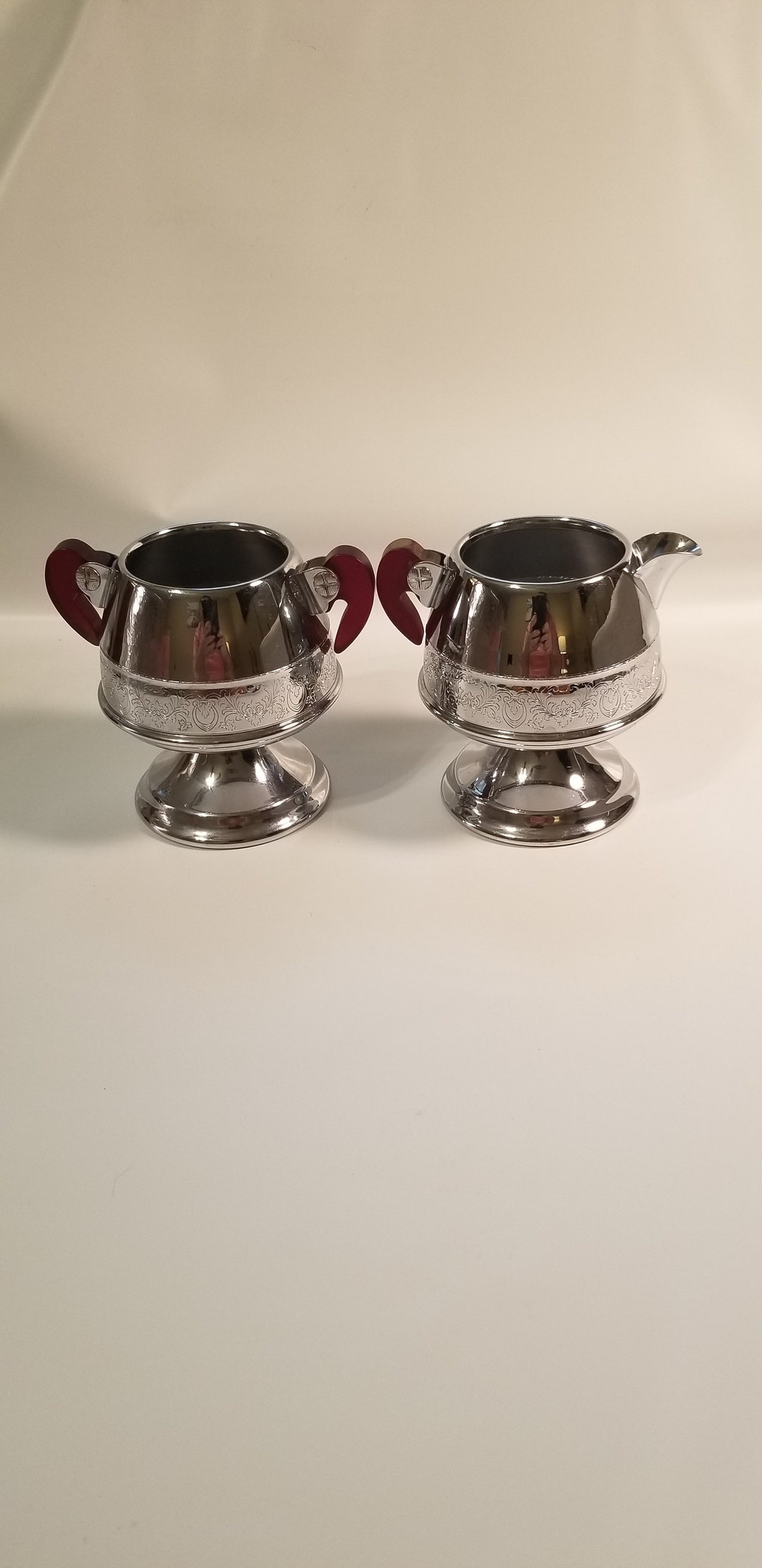 MCM Chrome Plated Cream and Sugar Set With Bakelite Handles Lot 1119 - Etsy