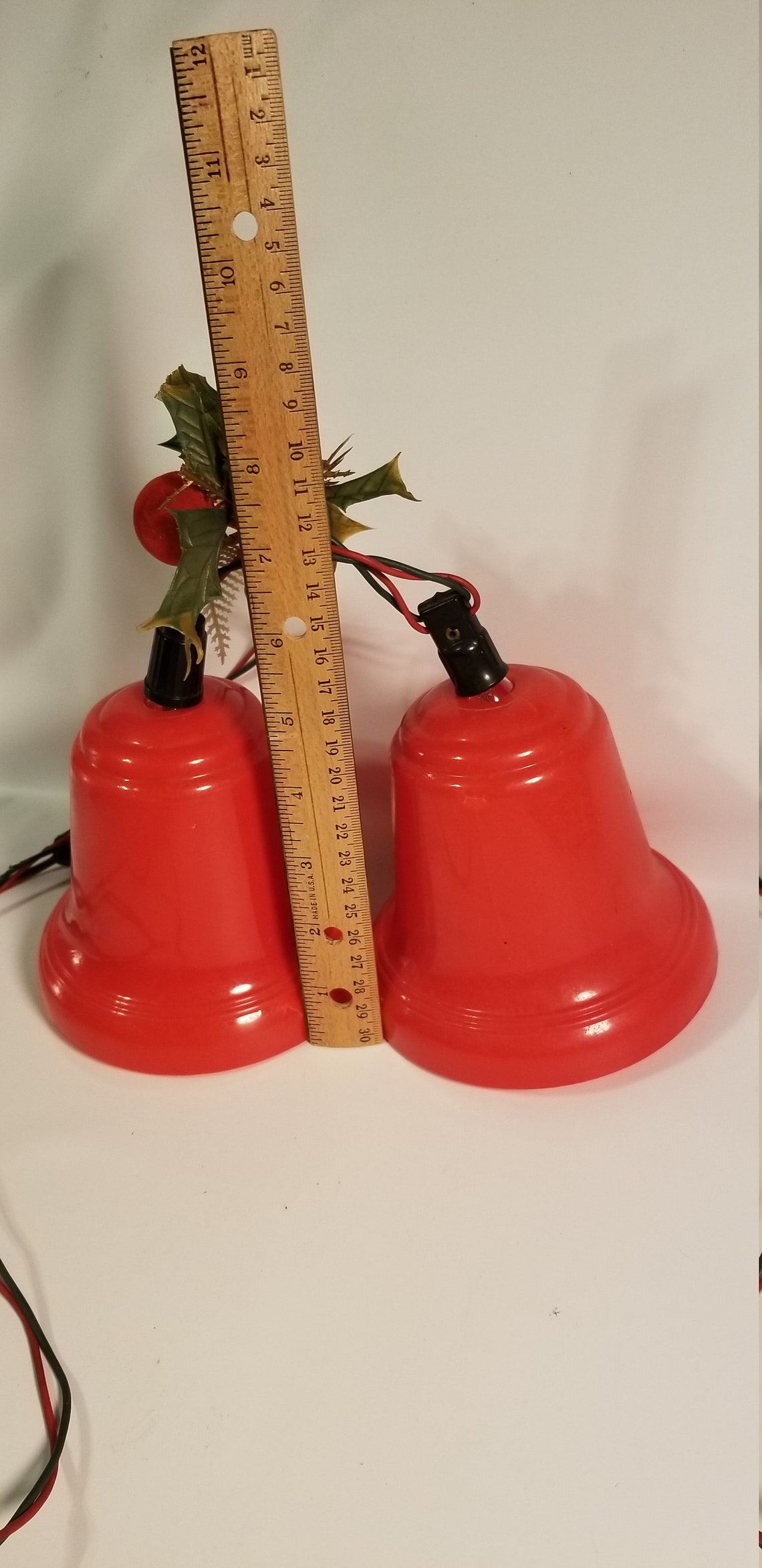 Vintage Retro Red Plastic Lighted Christmas Bells Lot 658 | Etsy