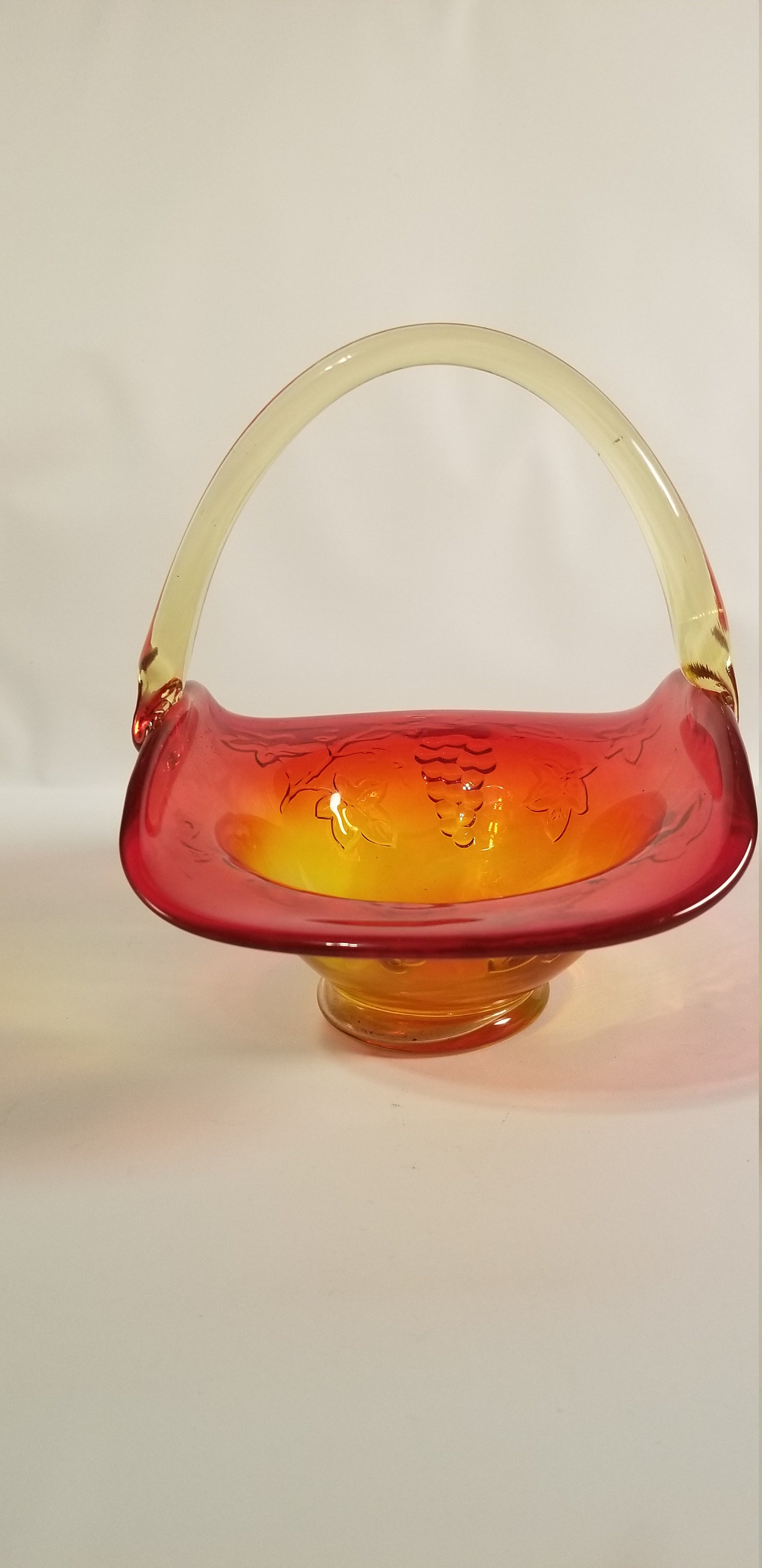 Handblown Amberina Basket With Handle Lot 604 - Etsy