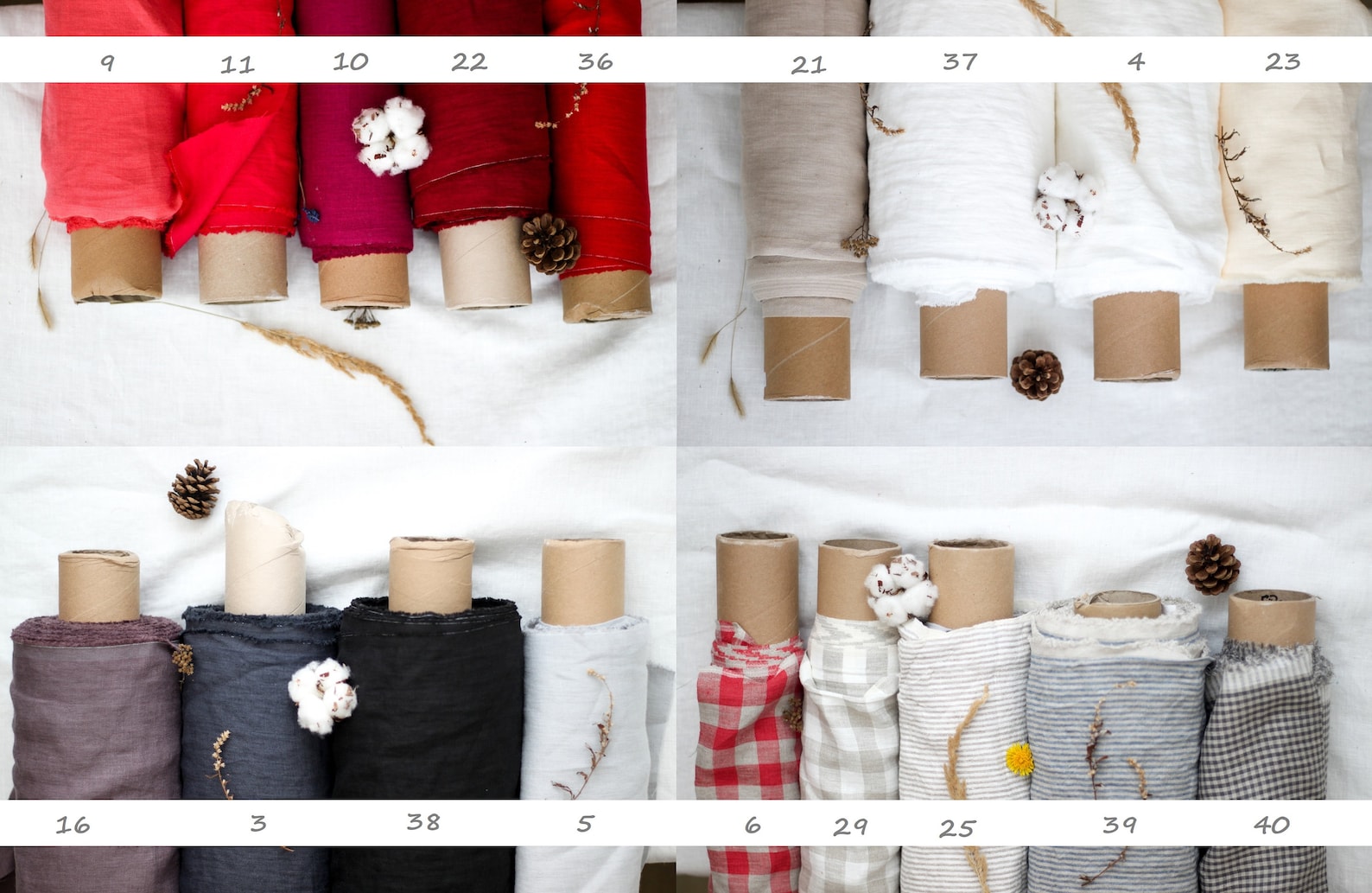Linen Fabric by Meter / Yard 40 Colors Pure Linen, 100% Natural Linen ...