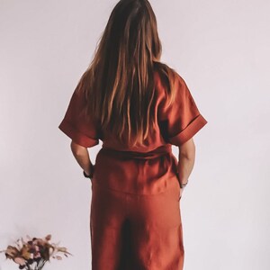 Linen Culotte Pants in Rust Color - Comfortable and Stylish Wide-leg ...