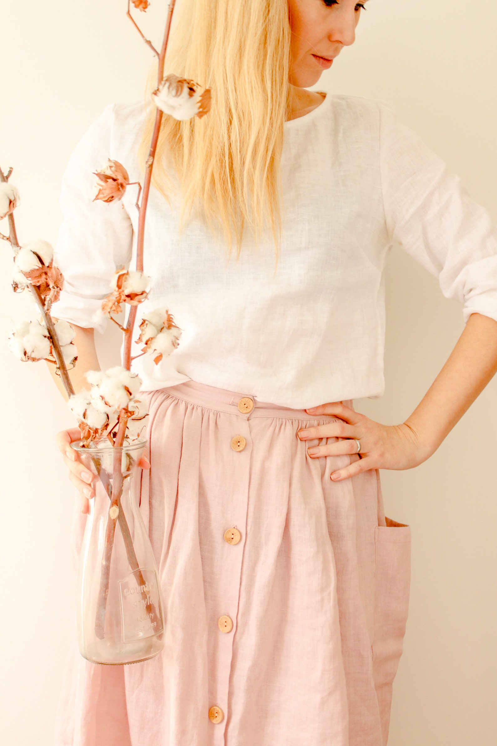 100% Linen Tee Trendy Long Sleeve Shirt Handmade Natural Linen - Etsy