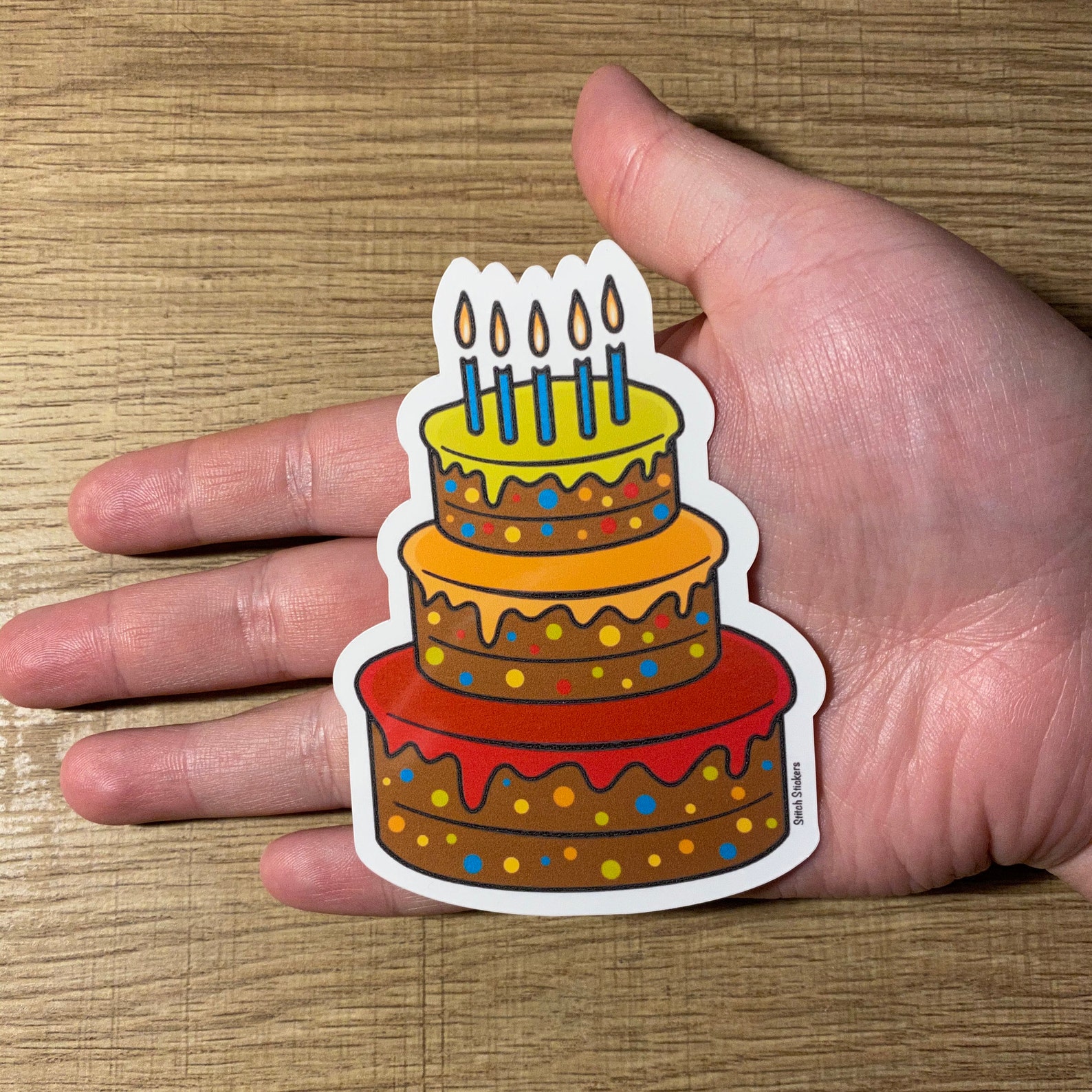 Birthday Cake Sticker Cake Sticker Happy Birthday Sticker - Etsy