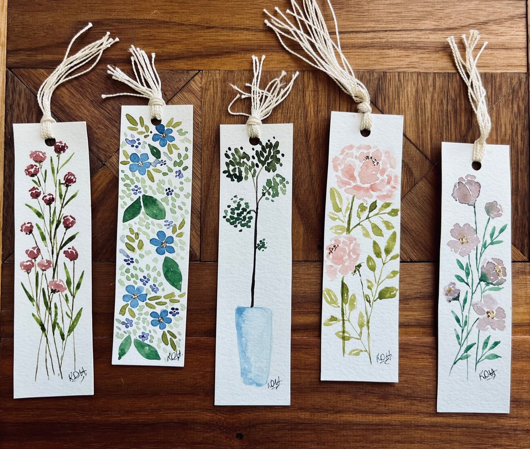 Hand Painted Watercolour Bookmarks - Etsy