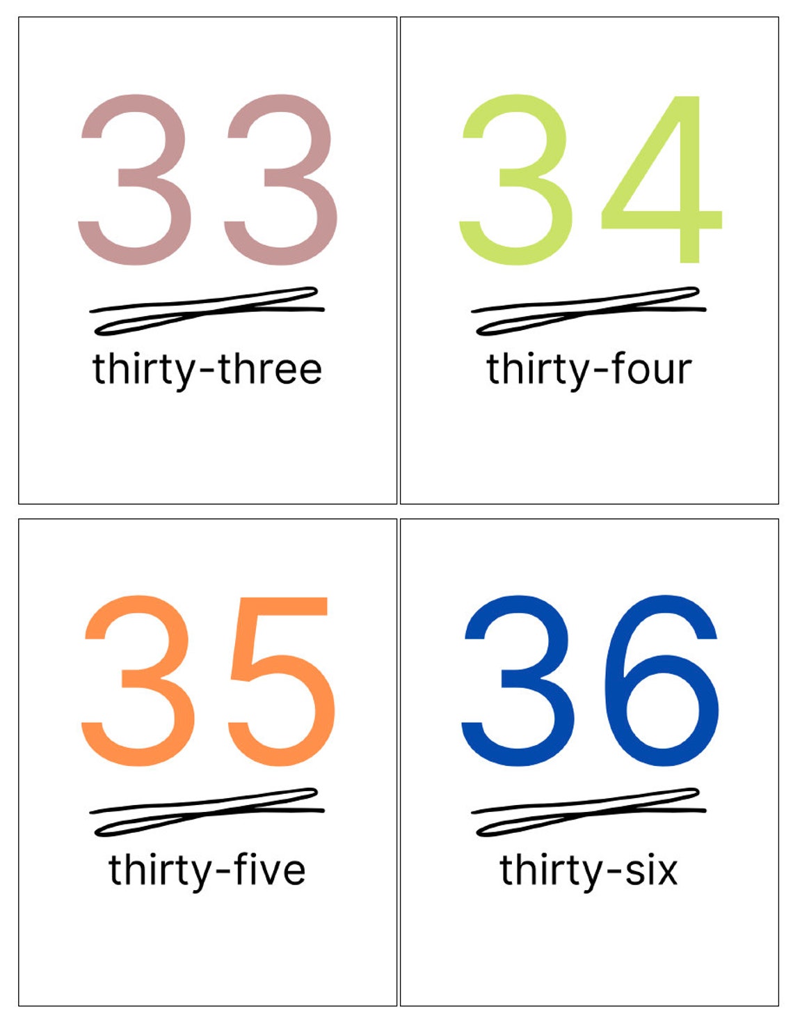 Number Flashcards (1-50) - Printable - Etsy