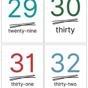 Number Flashcards (1-50) - Printable - Etsy