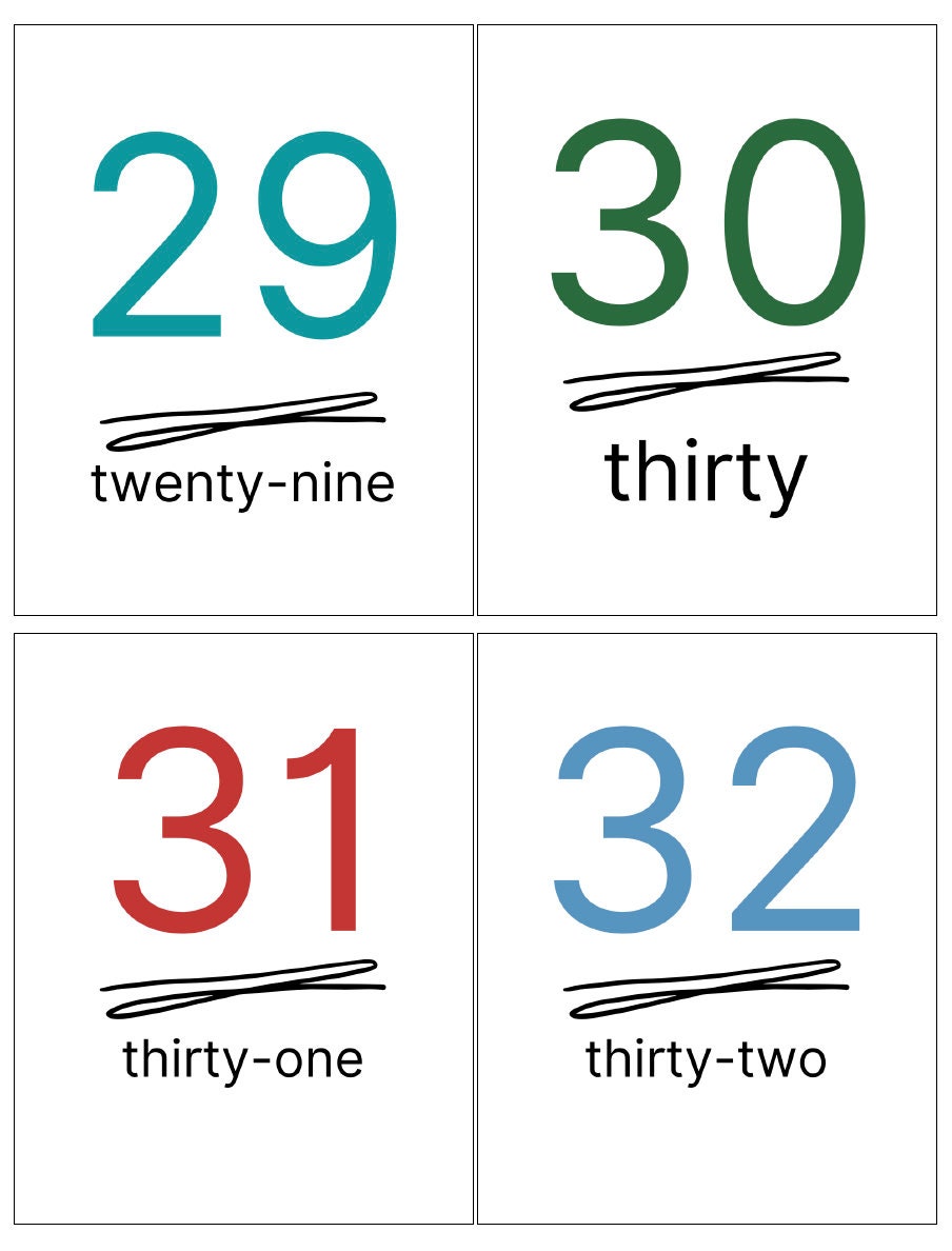 Number Flashcards (1-50) - Printable - Etsy