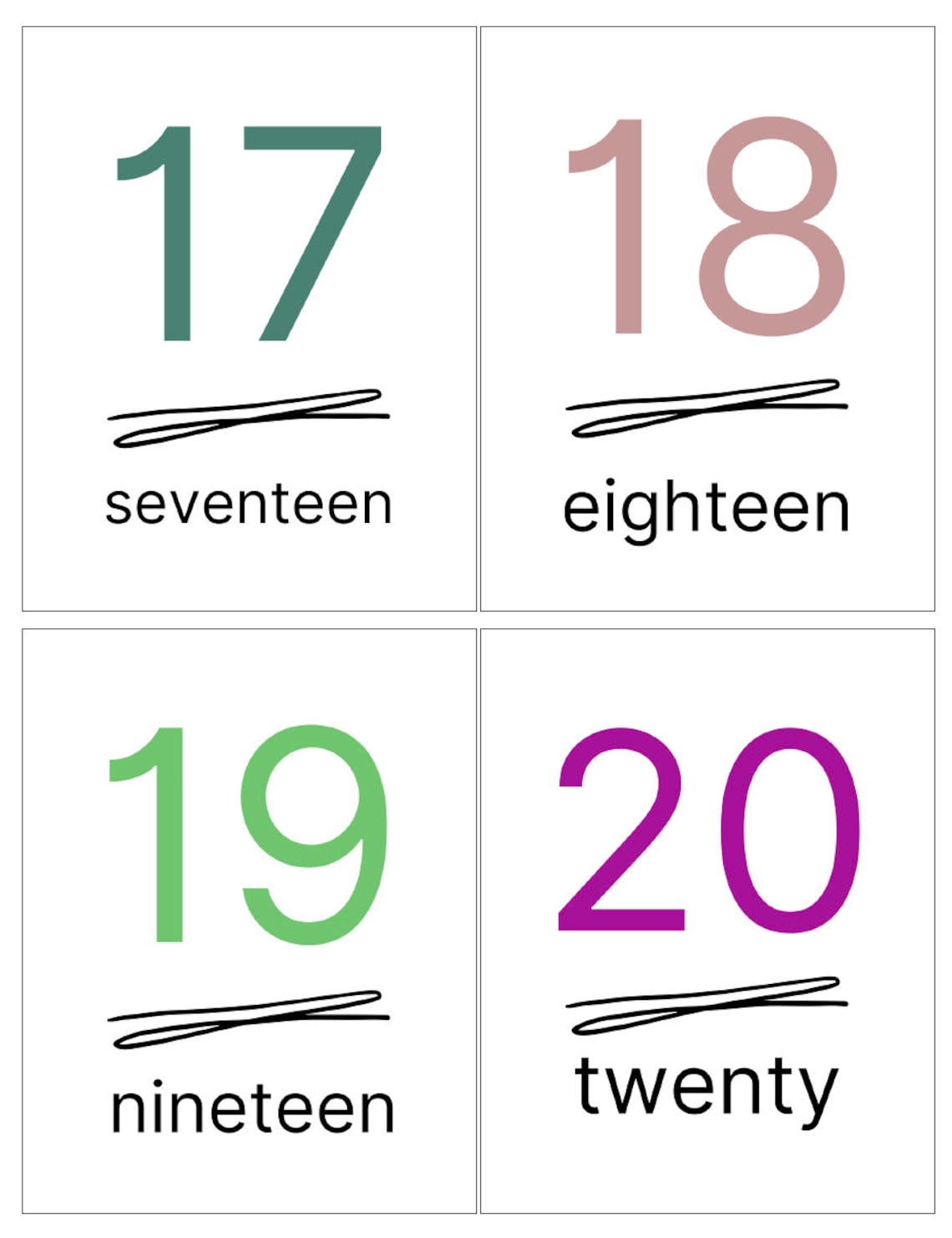 Number Flashcards (1-50) - Printable - Etsy